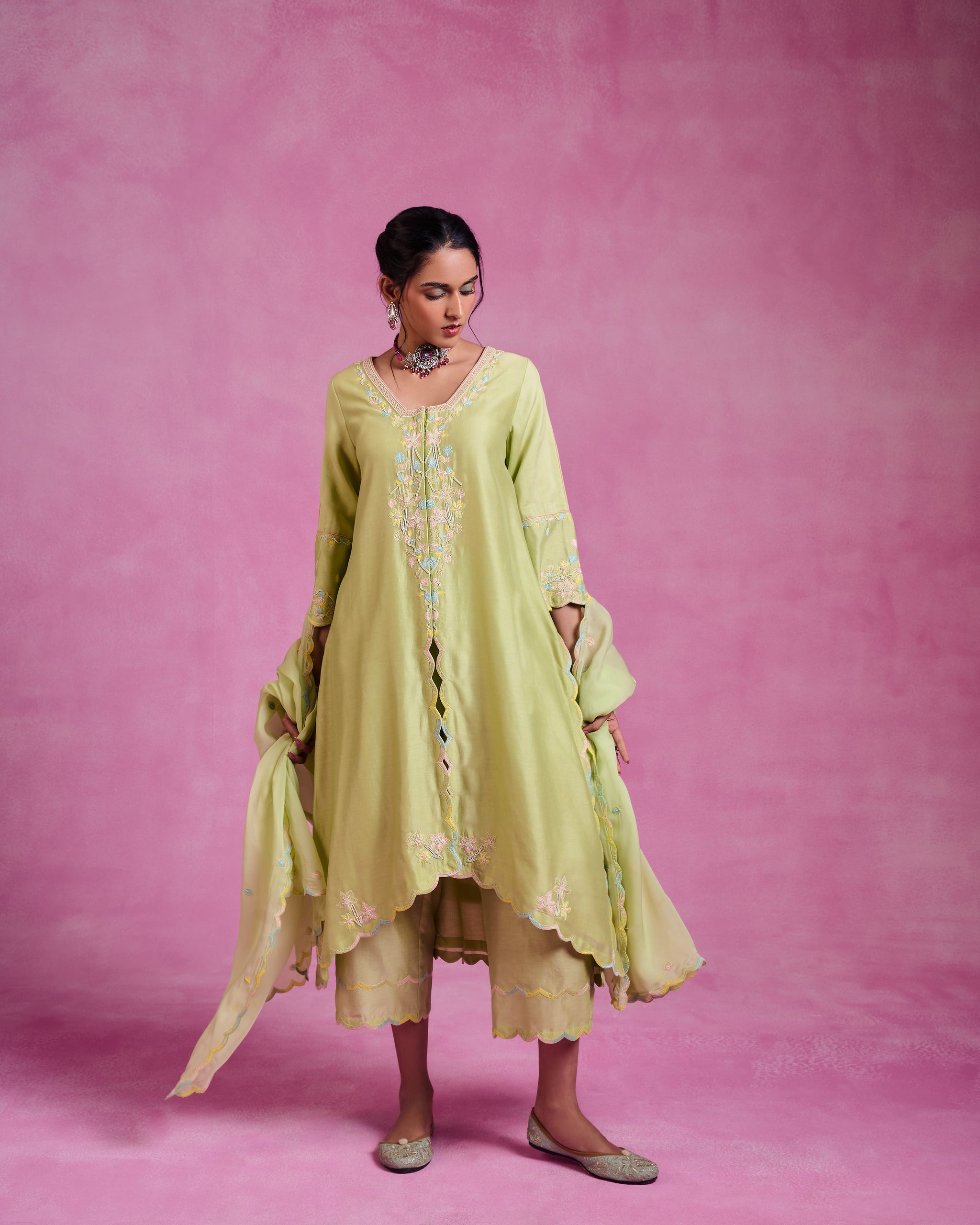 The Ethereal Matcha Green Flowy Suit Set
